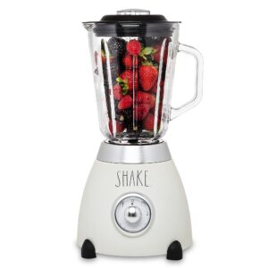 rae dunn table and countertop blender- 2 speed blender with 1.5 l glass container and lid, 500 w shake and smoothie maker, juice blender with 6 blades (cream)