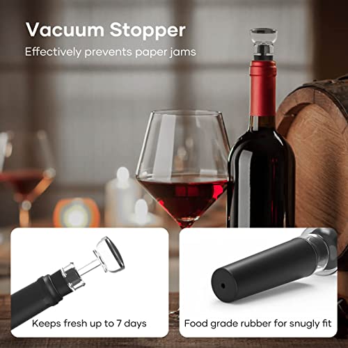 Crenova 6-in-1 Wine Opener Electric Rechargeable Automatic Corkscrew Bottle Opener set with Vacuum Stopper, Aerator Pourer, Foil Cutter, Display Base & USB Charging Cable, Silver