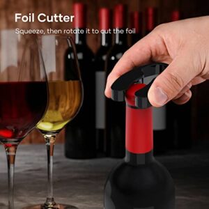 Crenova 6-in-1 Wine Opener Electric Rechargeable Automatic Corkscrew Bottle Opener set with Vacuum Stopper, Aerator Pourer, Foil Cutter, Display Base & USB Charging Cable, Silver