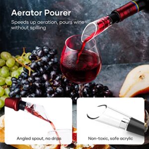 Crenova 6-in-1 Wine Opener Electric Rechargeable Automatic Corkscrew Bottle Opener set with Vacuum Stopper, Aerator Pourer, Foil Cutter, Display Base & USB Charging Cable, Silver