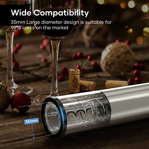 Crenova 6-in-1 Wine Opener Electric Rechargeable Automatic Corkscrew Bottle Opener set with Vacuum Stopper, Aerator Pourer, Foil Cutter, Display Base & USB Charging Cable, Silver