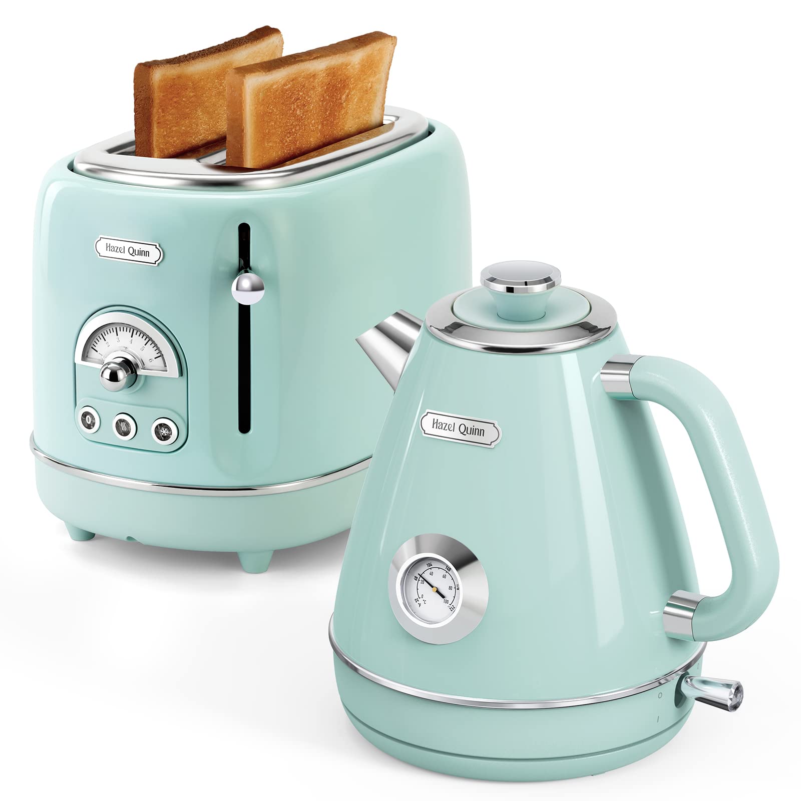 Hazel Quinn 1.7L Electric Kettle and 2-Slice Retro Toaster Set