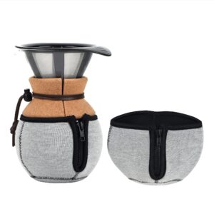 impresa [2 pack] insulated pour over coffee cozy for bodum 6 cup coffee maker - insulation and protection sleeve for coffee carafe glass - pour over carafe accessory for drip coffee maker