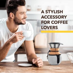 IMPRESA [2 Pack] Insulated Pour Over Coffee Cozy for Bodum 6 Cup Coffee Maker - Insulation and Protection Sleeve for Coffee Carafe Glass - Pour Over Carafe Accessory for Drip Coffee Maker