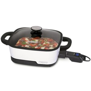 presto 07118 tuxedo precision multi-cooker digital skillet, 12", white