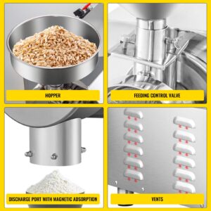 VEVOR Soybean Grinder Commercial Grinding Machine for Spices 3000W Corn Mill Grinder 50-60 KG/H Stainless Steel Corn Grinder Industrial Flour Milling Machine for Pepper Soybean Peanut Herbs Grains