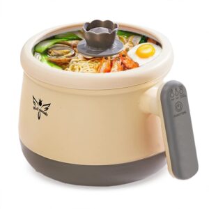 avkobow smart automatic multifunction electric hot pot 1.8l, shabu shabu mini nonstick hot pot with multipower control, electric cooker with tempered glass lid for family, party and friends