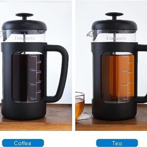 Easyworkz French Press 34 oz Coffee Tea Maker with Borosilicate Glass,Soft Grip Handle