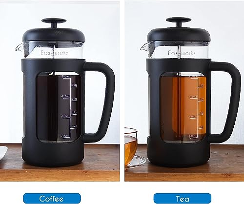 Easyworkz French Press 34 oz Coffee Tea Maker with Borosilicate Glass,Soft Grip Handle