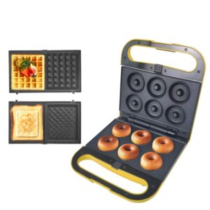 health and home multi baker, with 3 sets of interchangeable plates for making belgian waffle, gourmet sandwich, doughnuts and more snacks