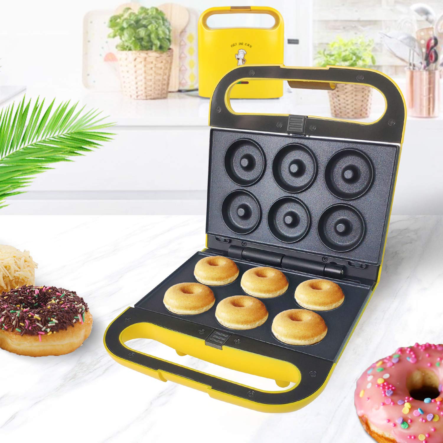 Health and Home Multi Baker, with 3 sets of interchangeable plates for making Belgian Waffle, Gourmet Sandwich, Doughnuts and More Snacks