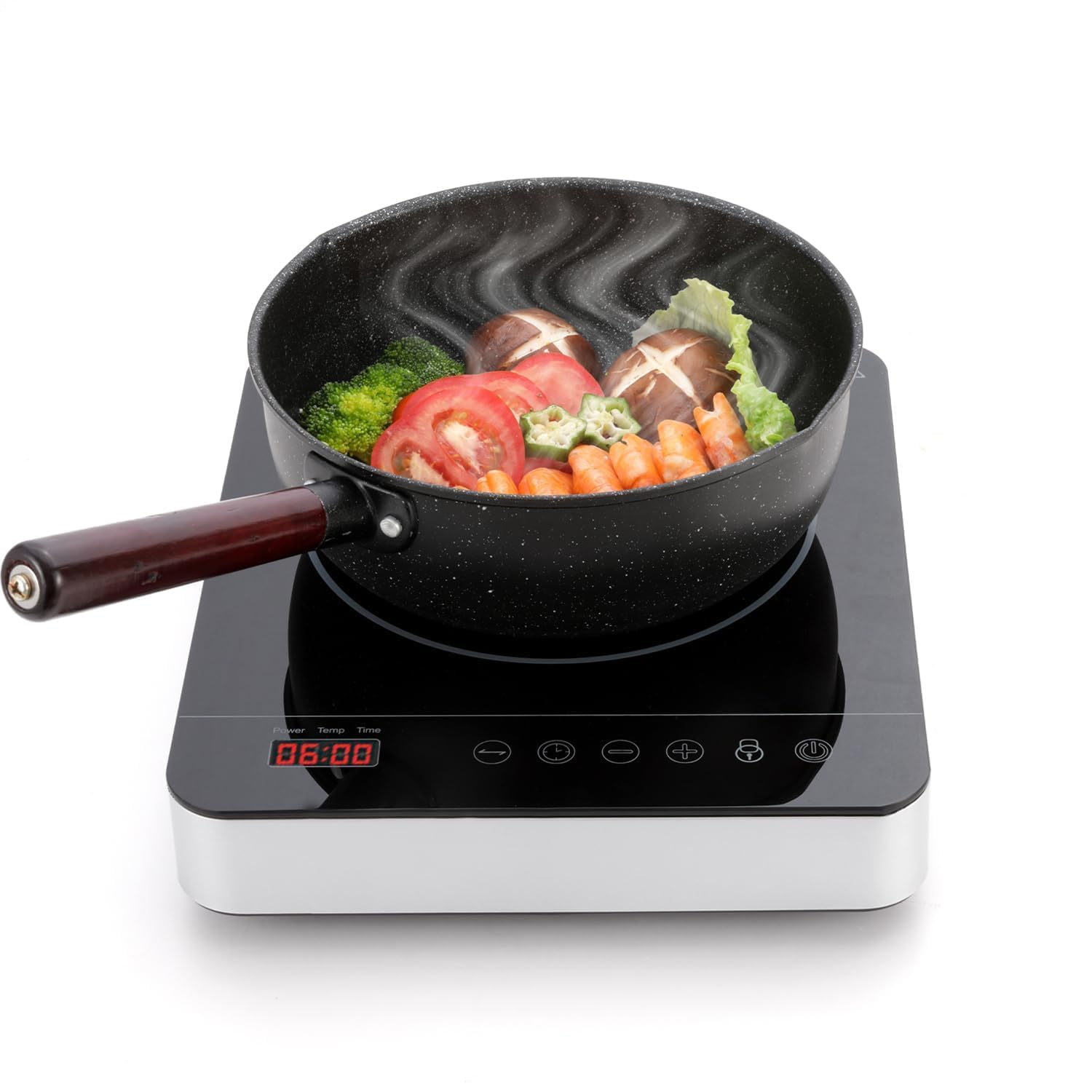 Weceleh Portable Induction Cooktop, 1800W Induction Burner with Ultra Thin Body, 9 Power Levels Induction Hot Plate, Induction Stove Top Cooker with 3-hour Timer, Child Safety Lock, Black (Plug In)