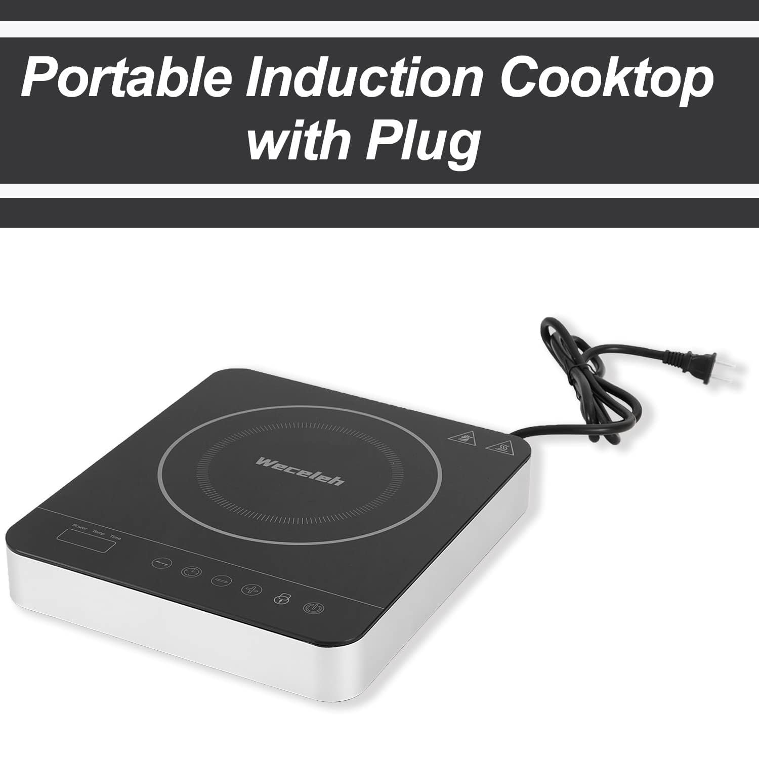 Weceleh Portable Induction Cooktop, 1800W Induction Burner with Ultra Thin Body, 9 Power Levels Induction Hot Plate, Induction Stove Top Cooker with 3-hour Timer, Child Safety Lock, Black (Plug In)