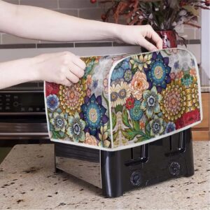 Gomyblomy Vintage Mandalas 4 Slice Toaster Cover Dustproof Cover Small Appliance Cover Bread Maker Cover Dust Protection & Waterproof