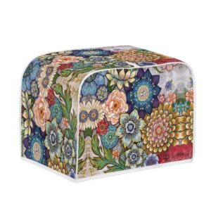 Gomyblomy Vintage Mandalas 4 Slice Toaster Cover Dustproof Cover Small Appliance Cover Bread Maker Cover Dust Protection & Waterproof