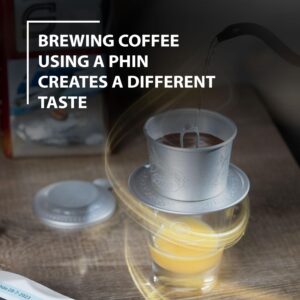 TRUNG NGUYEN LEGEND Vietnamese Pour Over Filter Set, Traditional Phin Drip Coffee Maker, Portable Reusable Coffee Press (Silver)