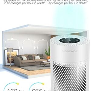 MEGAWISE 2022 Updated Version of EPI235A Smart HEPA Air Purifiers for home, Up to 936 ft²,Smart Air Quality Sensor, Ture 13 HEPA Paper Material, Purifiers 99.97% of Dust, Vocs, Smoke and Pet Dander