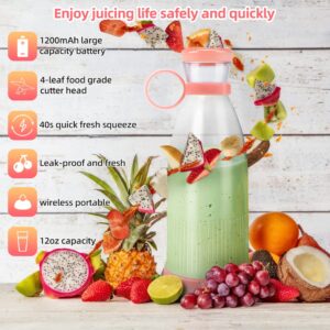 Globalstore Portable 12oz Mini Blender, USB Rechargeable, 40 Seconds Quick Juicing, Smart Safety Protection, Can Be Made At Any Time, Large Capacity and Easy to Clean