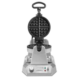 Waring Commercial WW180X Heavy Duty Single Belgian Waffle Maker, Coated Non Stick Cooking Plates, Produces 25 waffles per hour, 120V, 1200W, 5-15 Phase Plug, Silver, 12.5 x 17.88 x 10.5 inches