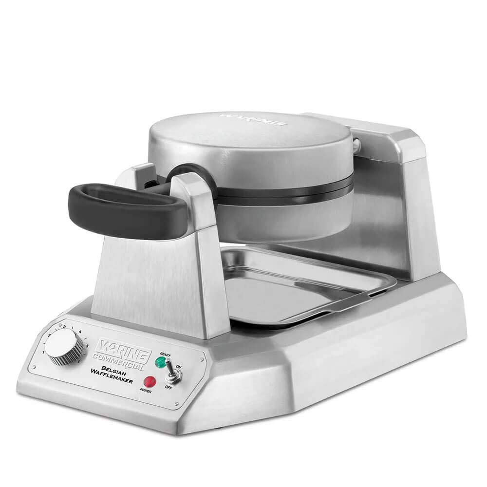 Waring Commercial WW180X Heavy Duty Single Belgian Waffle Maker, Coated Non Stick Cooking Plates, Produces 25 waffles per hour, 120V, 1200W, 5-15 Phase Plug, Silver, 12.5 x 17.88 x 10.5 inches