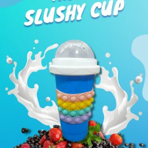 FROSTY - Magic Slushy Maker Squeeze Cup - Tiktok Smoothie- Frozen Drink - Soda Slushie - Ice Cream - Bonus Straw Spoon, Brush Cleaner, Pop It Squeeze Sleeve & Recipe