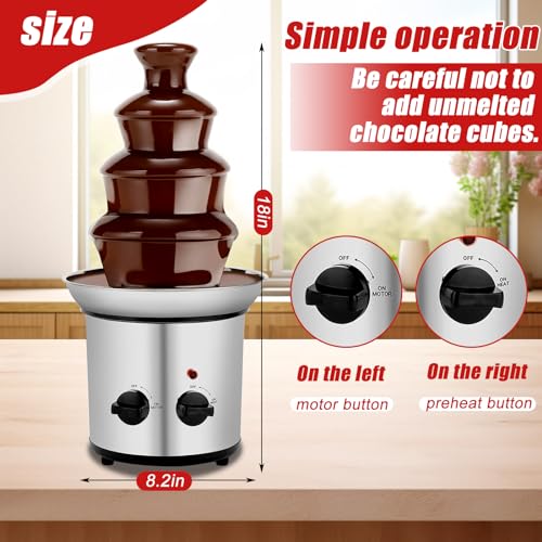 Electric Chocolate Fondue Fountain Machine for Parties 4 Tiers Hot Chocolate Fondue Tower for Nacho Cheese, BBQ Sauce, Liqueuers, 18inch Tall