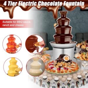 Electric Chocolate Fondue Fountain Machine for Parties 4 Tiers Hot Chocolate Fondue Tower for Nacho Cheese, BBQ Sauce, Liqueuers, 18inch Tall