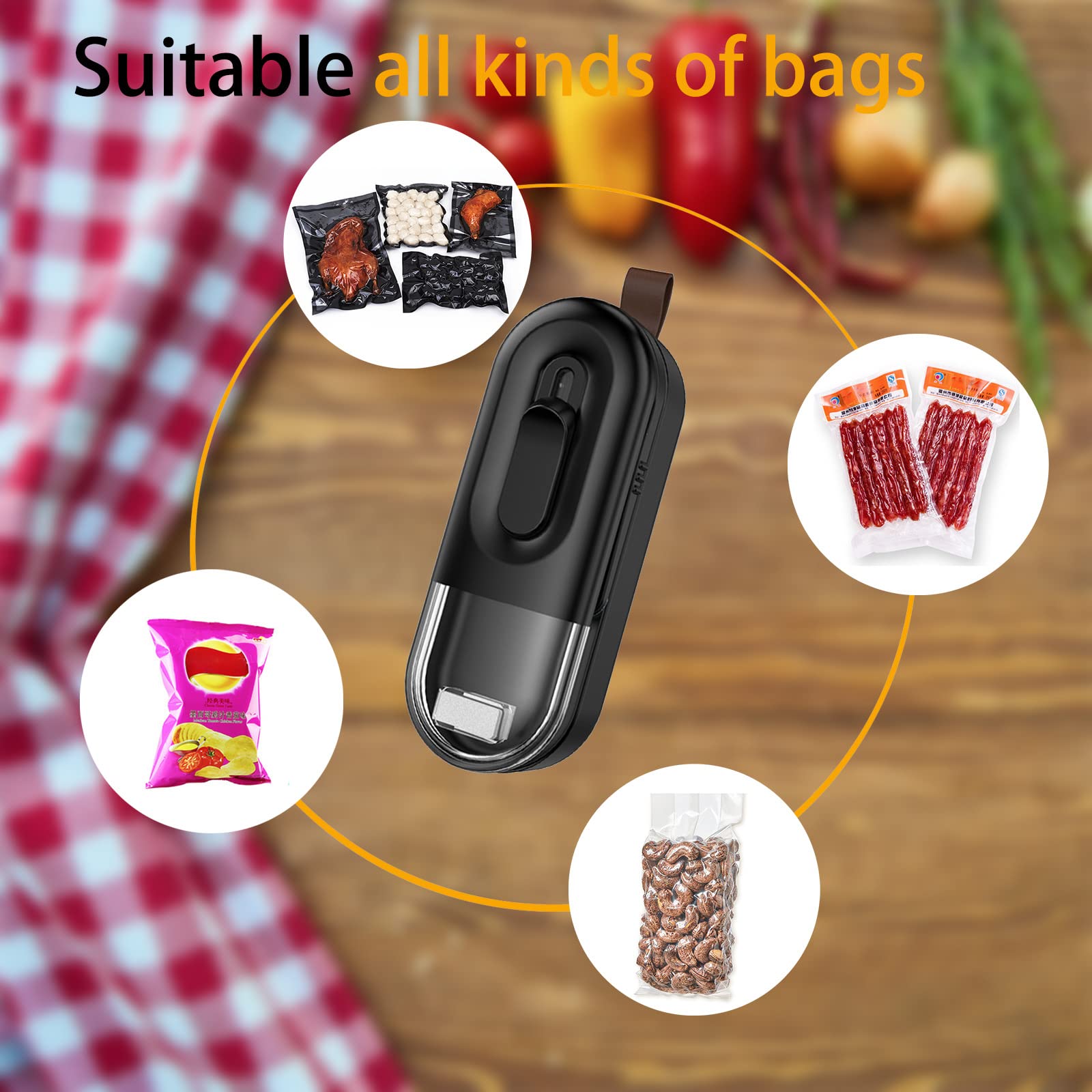 Mini Bag Sealer,Handheld Portable Bag Sealing Machine,2 in 1 Heat Sealer with cutter,Sealer for Plastic Bag Food Snack Storage (Black)