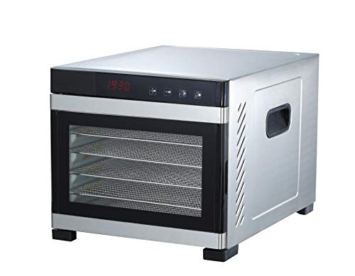 Samson "Silent" 6 Tray All Stainless Steel Dehydrator with Glass Door and Digital Timer and Temperature Control for Fruit, Vegetables, Dog Treats, Fruit Leathers and More Quiet and Convenient