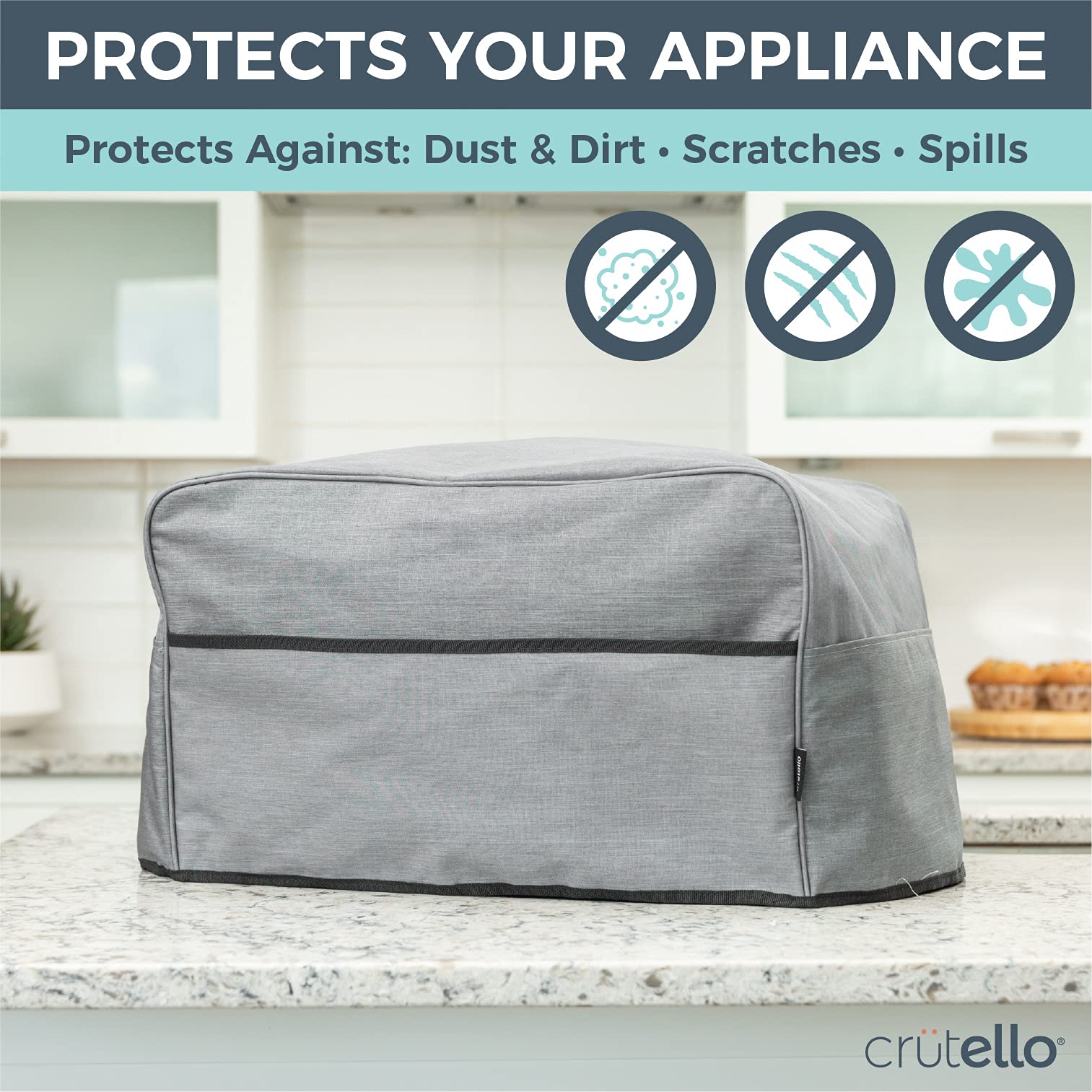 Crutello 9 Slice Toaster Oven Cover with Storage Pockets - Small Appliance Dust Covers, Kitchen Appliance Covers, Durable Toaster Oven Cover