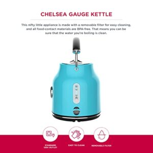 Homeart Chelsea Collection - Cordless Kettle With Temperature Gauge and 4-Slice Toaster with Adjustable Browning Control - Stainless Steel Retro Design, Turquoise