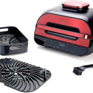 Ninja FG551 H Foodi Smart XL 6-in-1 Indoor Grill (Cinnemon/RED) with 4-Quart Air Fryer Roast Bake Dehydrate Broil and Leave-In Thermometer, with Extra Large Capacity, and a Stainless Steel Finish (Renewed)