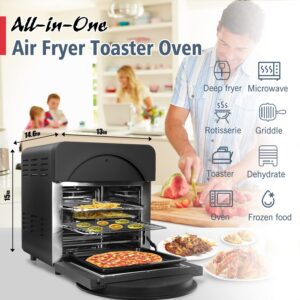 CUSIMAX Air Fryer Toaster Oven, 15.5 Quart Air Fryer Combo, 16-in-1 Air Fryer Toaster Oven, Large Convection Roaster with Rotisserie & Dehydrator, Rich Accessories, Digital Controls