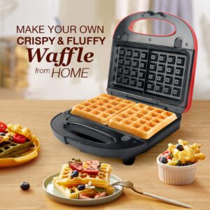 Sandwich Waffle Maker 2-IN-1, Sandwich Maker Waffle Iron with Removable Plate Nonstick for Breakfast, Omelet and Turnover Maker w/LED Indicator Lights, Cool Touch Handle, Anti-Skid Feet, Easy Clean