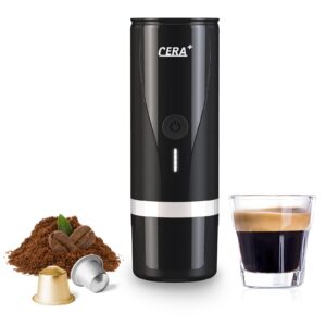 cera+ portable espresso maker non-heating version electric coffee machine compatible ground coffee ns pods fast brewing espresso machine for office travel (electric extraction over 100 cups)