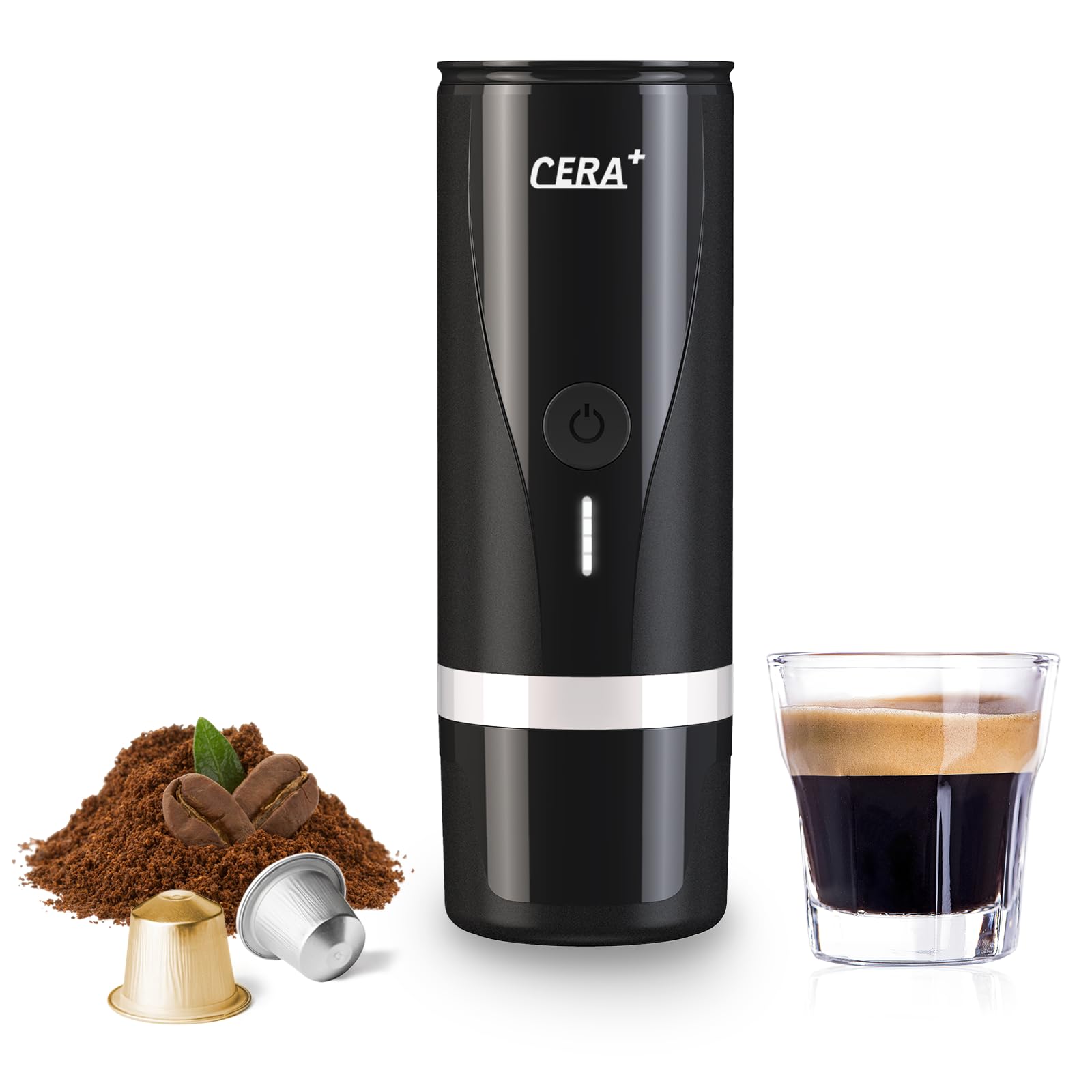 CERA+ Portable Espresso Maker Non-Heating Version Electric Coffee Machine Compatible Ground Coffee NS Pods Fast Brewing Espresso Machine for Office Travel (Electric Extraction Over 100 CUPS)