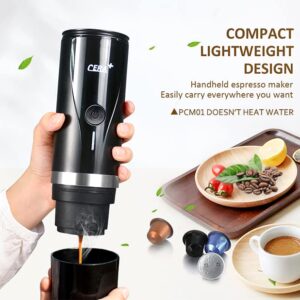 CERA+ Portable Espresso Maker Non-Heating Version Electric Coffee Machine Compatible Ground Coffee NS Pods Fast Brewing Espresso Machine for Office Travel (Electric Extraction Over 100 CUPS)