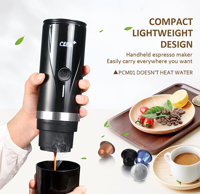 CERA+ Portable Espresso Maker Non-Heating Version Electric Coffee Machine Compatible Ground Coffee NS Pods Fast Brewing Espresso Machine for Office Travel (Electric Extraction Over 100 CUPS)