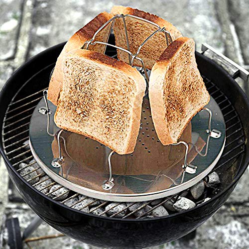 DGQ Camp Stove Toaster 9" Foldable 4 Slice Toaster Tray Toast Rack Stove Portable Outdoor Toaster Stainless Steel Camping Toaster Rack