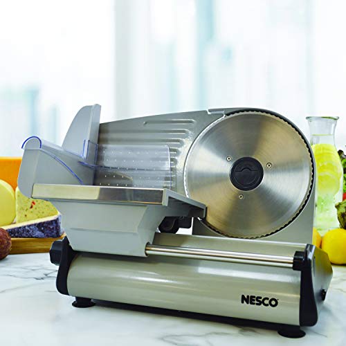 NESCO FS-200, Food Slicer, Gray, Aluminum with 7.5 inch Stainless Steel Blade, 180 watts, One Size