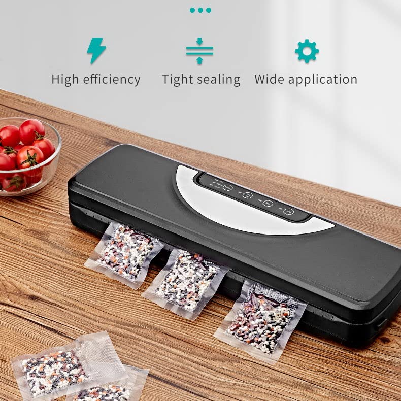 Vacuum Sealer, FENGJIE Compact Vacuum Sealer Machine Seal A Meal Food Saver System,Automatic Dry Moist Food Modes With Builtin Cutter |LED Indicator | Quiet Operation|Starter Kit, For Sous Vide and