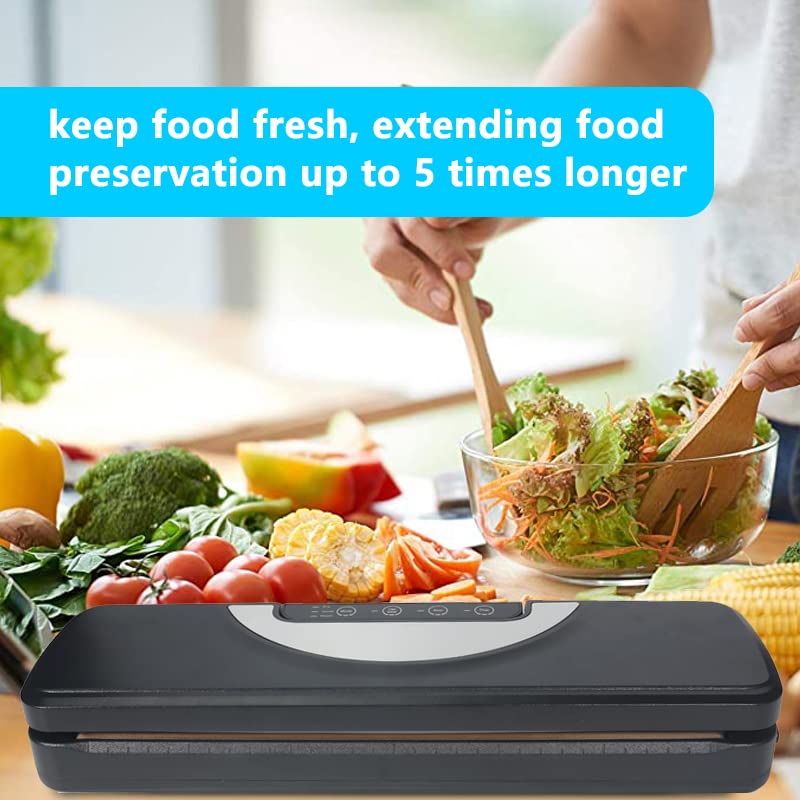 Vacuum Sealer, FENGJIE Compact Vacuum Sealer Machine Seal A Meal Food Saver System,Automatic Dry Moist Food Modes With Builtin Cutter |LED Indicator | Quiet Operation|Starter Kit, For Sous Vide and