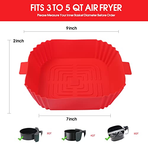 5pcs Silicone Air Fryer Liners，8 Inch Air Fryer Silicone Liners, Food Safe Air Fryer Accessories,Reusable Air Fryer Silicone Bowl Fits 4 To 7QT （Round ）