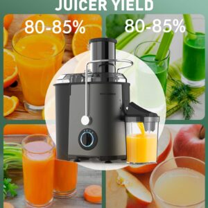 MAMA'S CHOICE Juicer Machine, 800W Juice Extractor with 3'' Big Mouth, 3 Speed Centrifugal Juicer for Whole Fruit Vegetable, Easy to Clean, Non-Slip Feet, BPA-Free