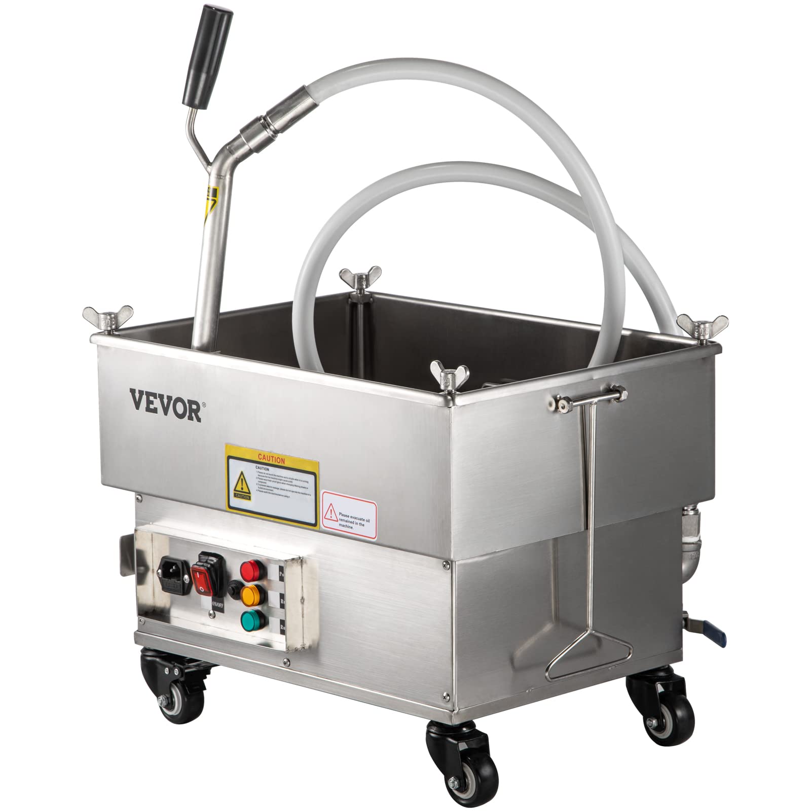 VEVOR Mobile Fryer Filter, 300W Oil Filtration System with 5 L/min Flow Rate, Frying Oil Filtering System with 10 L/min Pump Wheels Oil Hose, 110V/60Hz (22L)