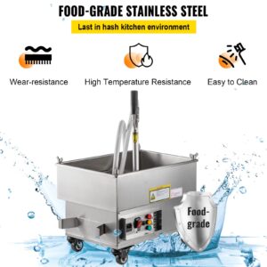 VEVOR Mobile Fryer Filter, 300W Oil Filtration System with 5 L/min Flow Rate, Frying Oil Filtering System with 10 L/min Pump Wheels Oil Hose, 110V/60Hz (22L)