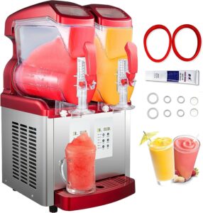 vevor commercial slushy machine, 6lx2/1.6 galx2 food-grade pc tank, 800w 110v, stainless steel margarita smoothie frozen drink maker, slushie machine for supermarkets cafes restaurants bars home use