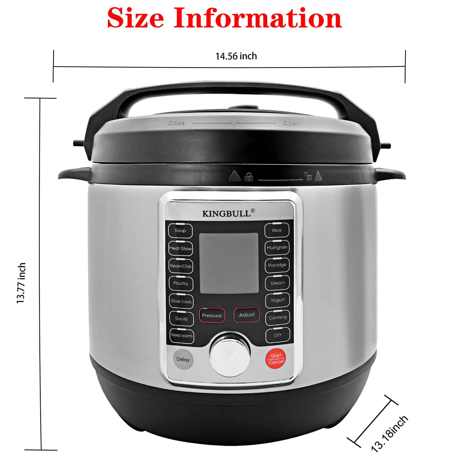 KINGBULL 12-in-1 Electric Pressure Cooker, Slow Cooker, Rice Cooker, Steamer, Sauté, Yogurt Maker & Warmer, One-Touch Programs,Support DIY,Stainless Steel/Black. (8 Quart)