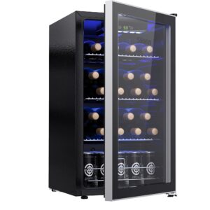 silonn 26 bottle wine cooler/cabinet beverage refrigerator,small mini wine cellar for red,white,champagne or sparkling wine,40f-61f digital temperature control wine fridge glass door