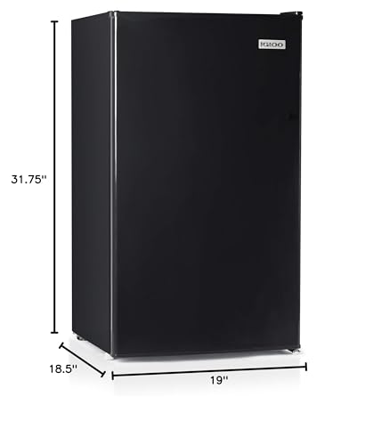 Igloo IRF32BK Single Door Compact Refrigerator with Freezer, Slide Out Glass Shelf, Perfect for Homes, Offices, Dorms, 3.2 Cu.ft